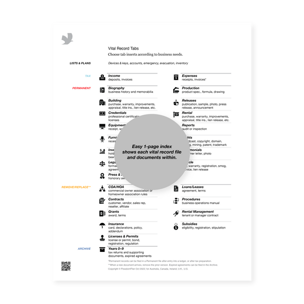 Business Vital Records Binder Filing System Extension – FreedomFiler®