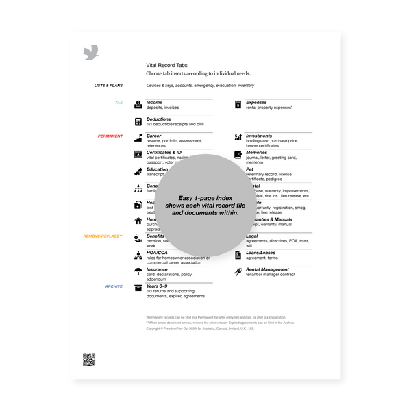 Home Vital Records Binder Filing System Extension – FreedomFiler®