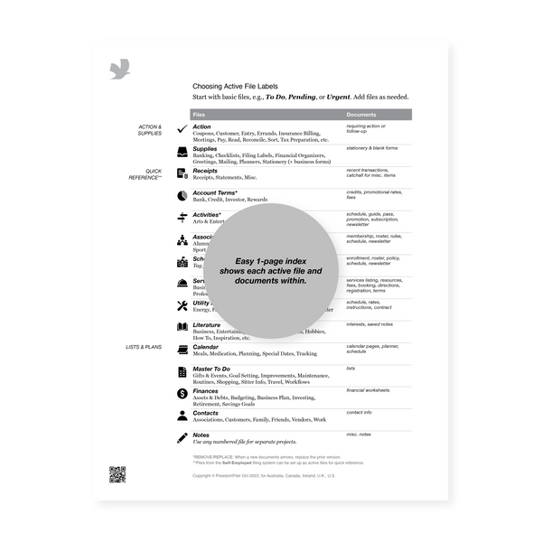 Self-Employed Active File Filing System Extension – FreedomFiler®